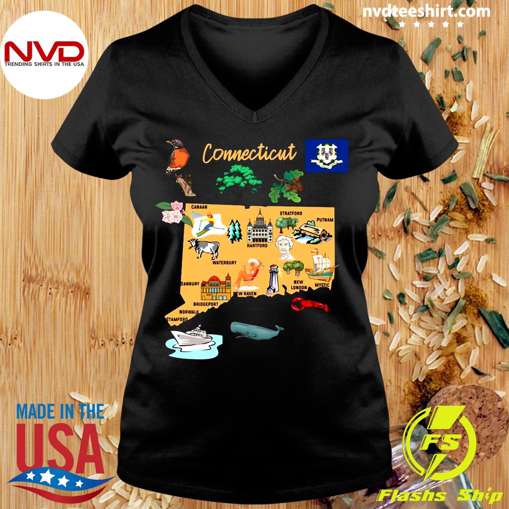 Hand Drawn Illustration Of Connecticut Map Tourist Places Shirt ...