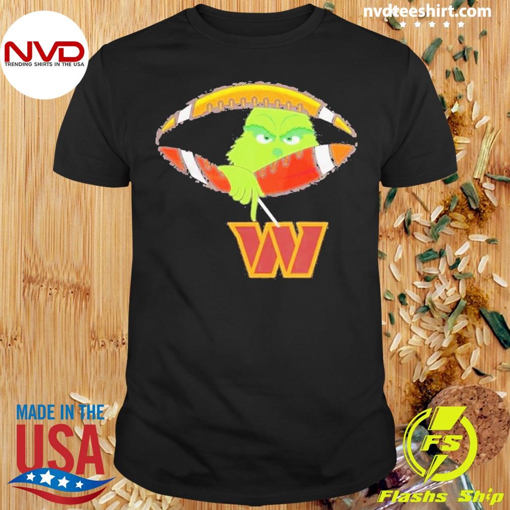 Grinch Hat Santa Hold Washington Commanders Football Logo Shirt ...