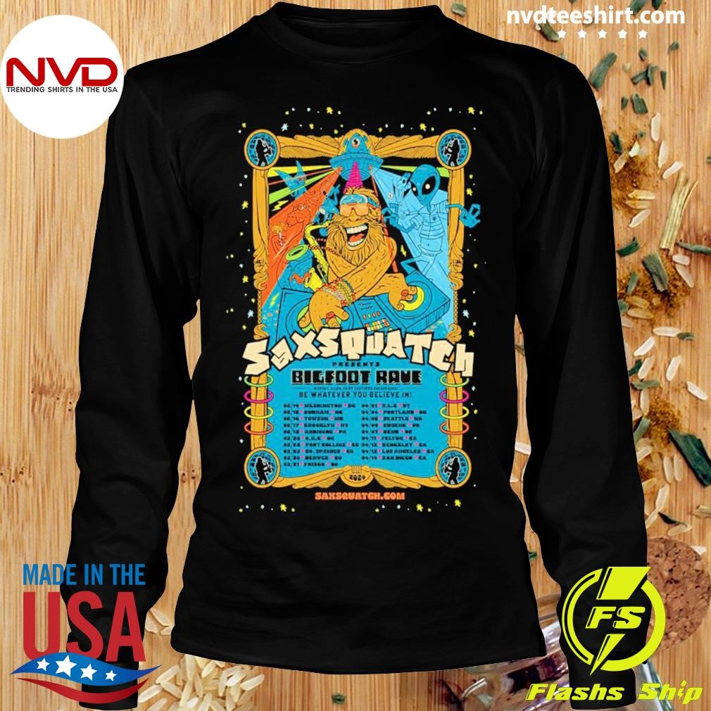Saxsquatch 2024 Bigfoot Rave Tour Poster Shirt - NVDTeeshirt