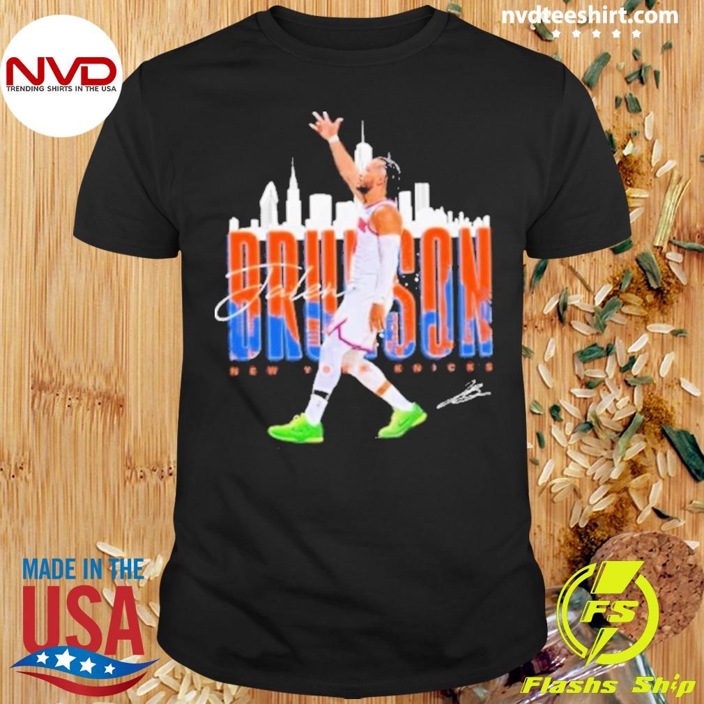 Jalen Brunson New York Knicks Skyline Signature Shirt - NVDTeeshirt