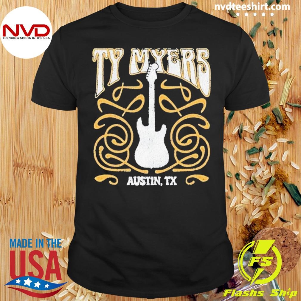 Ty Myers Red Guitar Logo T-Shirt - NVDTeeshirt