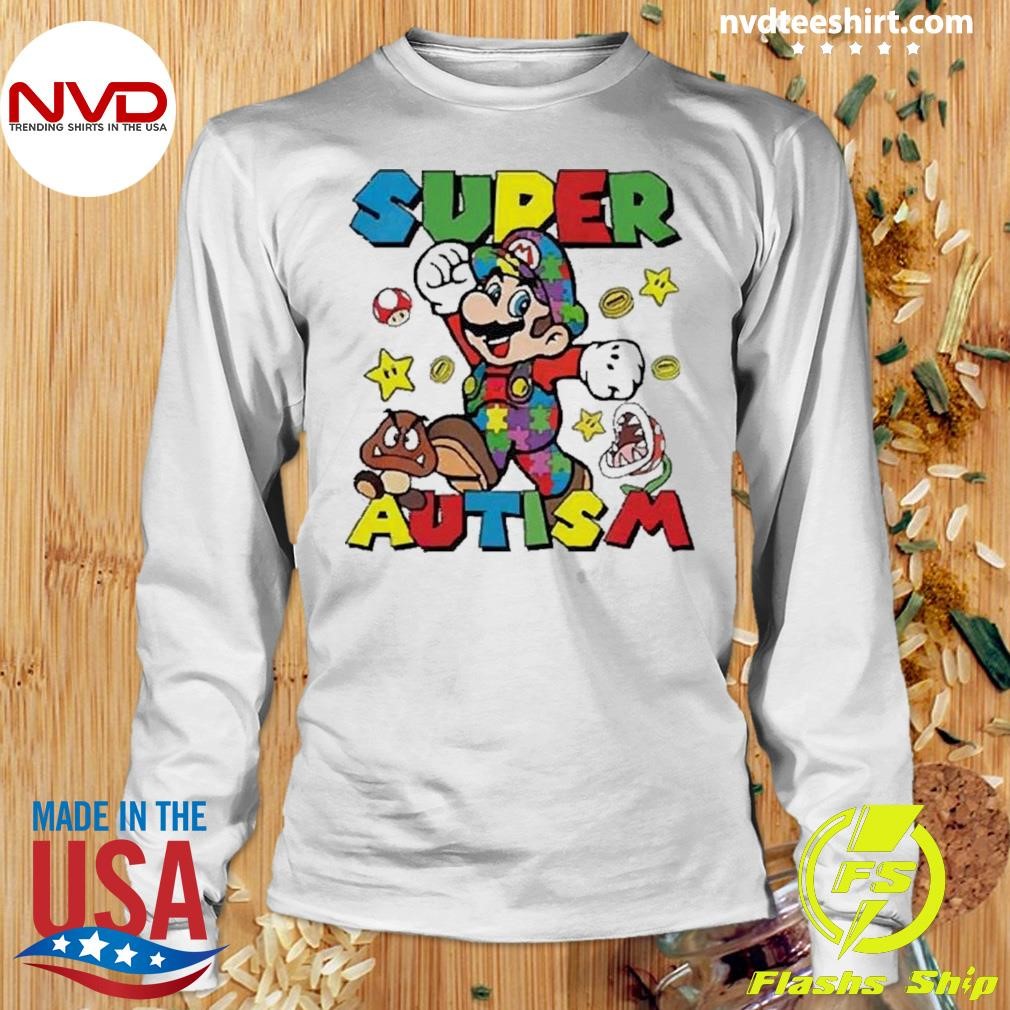 Premium Super Autism Mario Puzzle Piece Special Education 2025 Shirt ...