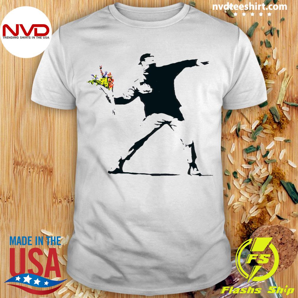 Official Banksy Rage Flower Thrower Kids Shirt - NVDTeeshirt
